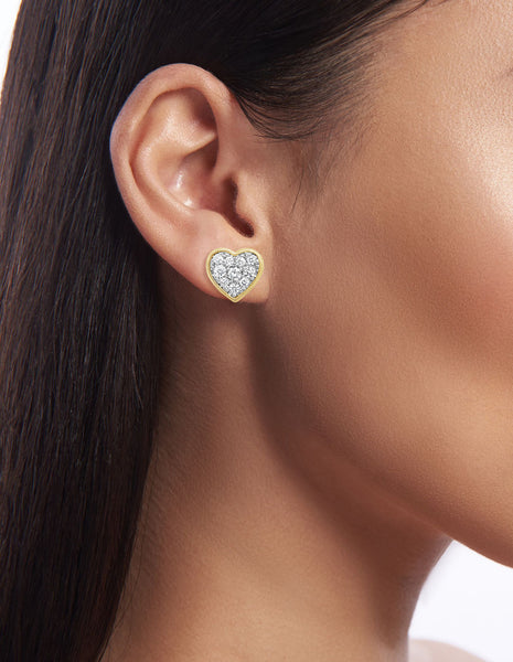 Bezeled Diamond Heart Studs – Amor Fine Jewelry
