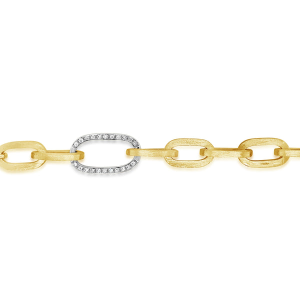 Brushed Finish Offset Diamond Link Bracelet – Amor Fine Jewelry