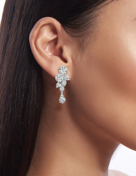 Multi-Shape Diamond Illusion Earrings With Pear Shape Dangle – Amor ...