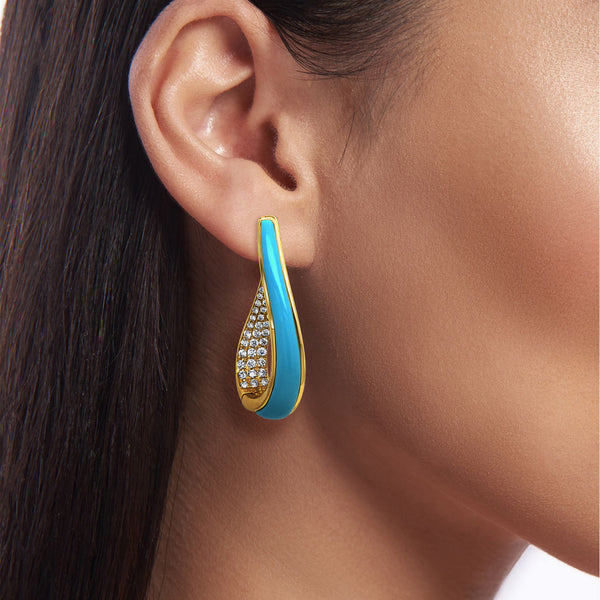 Diamond and Turquoise Hoop Earrings – Amor Fine Jewelry