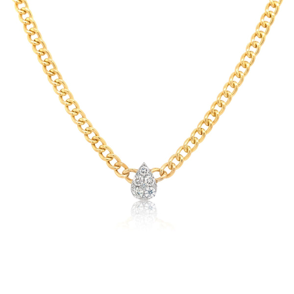 Cuban Chain Diamond Pear Necklace – Amor Fine Jewelry