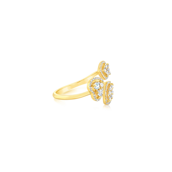 Yellow Gold Three Shape Diamond Halo Ring – Amor Fine Jewelry