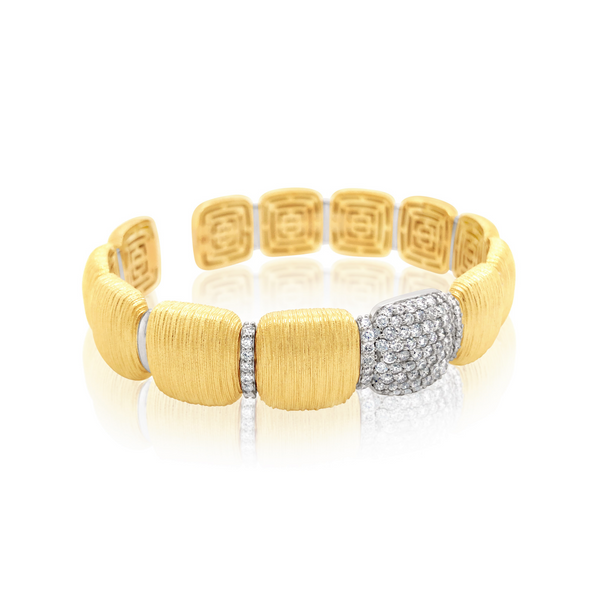 Textured Finish Offset Diamond Squares Bangle – Amor Fine Jewelry