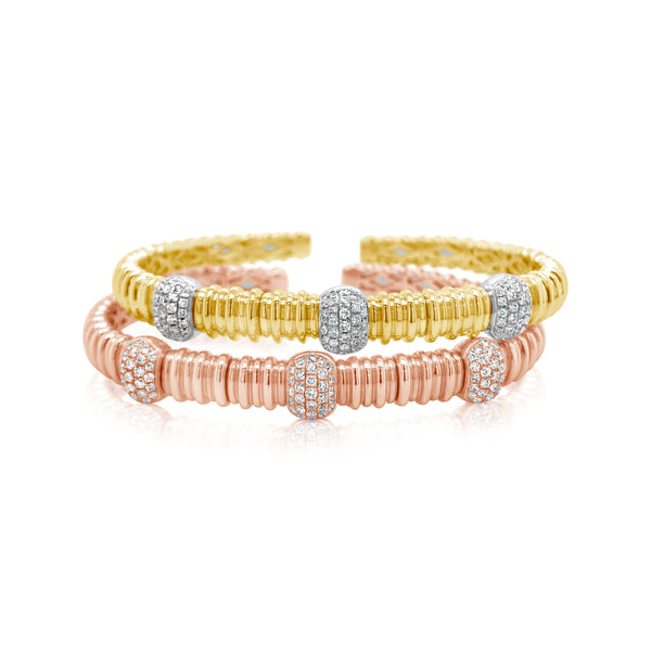 Rose Gold Ribbed Diamond Bangle – Amor Fine Jewelry