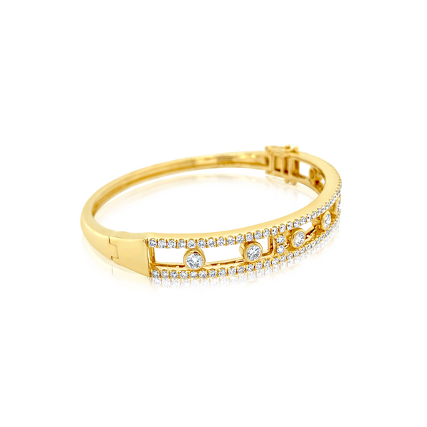 Floating Diamond Bangle With Bezel-Set Sliding Diamond Center – Amor ...