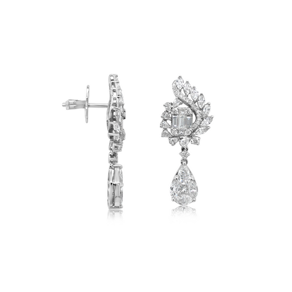 Multi Shape Diamond Earrings With 2.50CT Equivalent Each Hanging Pear ...