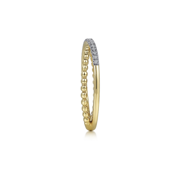 Beaded Gold Diamond Crossover Ring - Gabriel & Co. – Amor Fine Jewelry